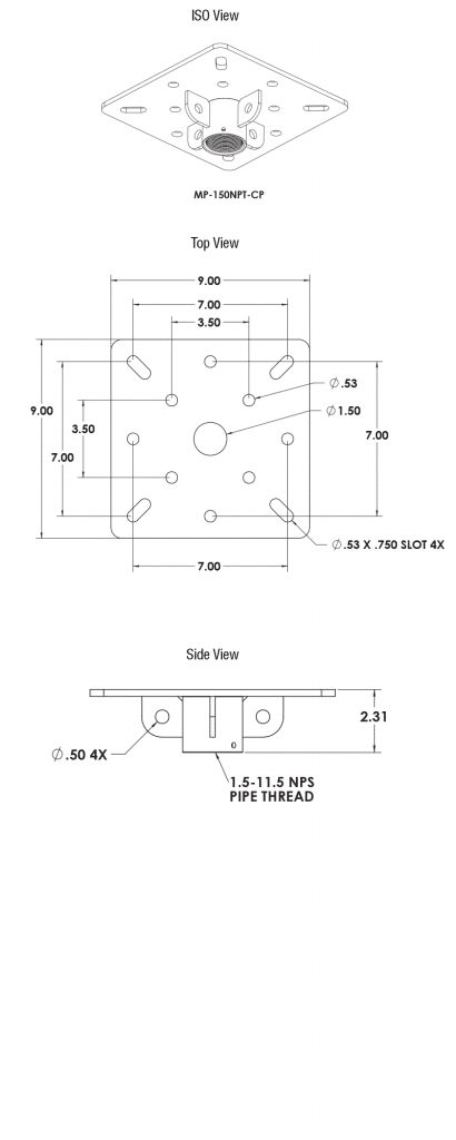 MP-150-115-CM 454lb Ceiling Attachment – Adaptive Technologies Group